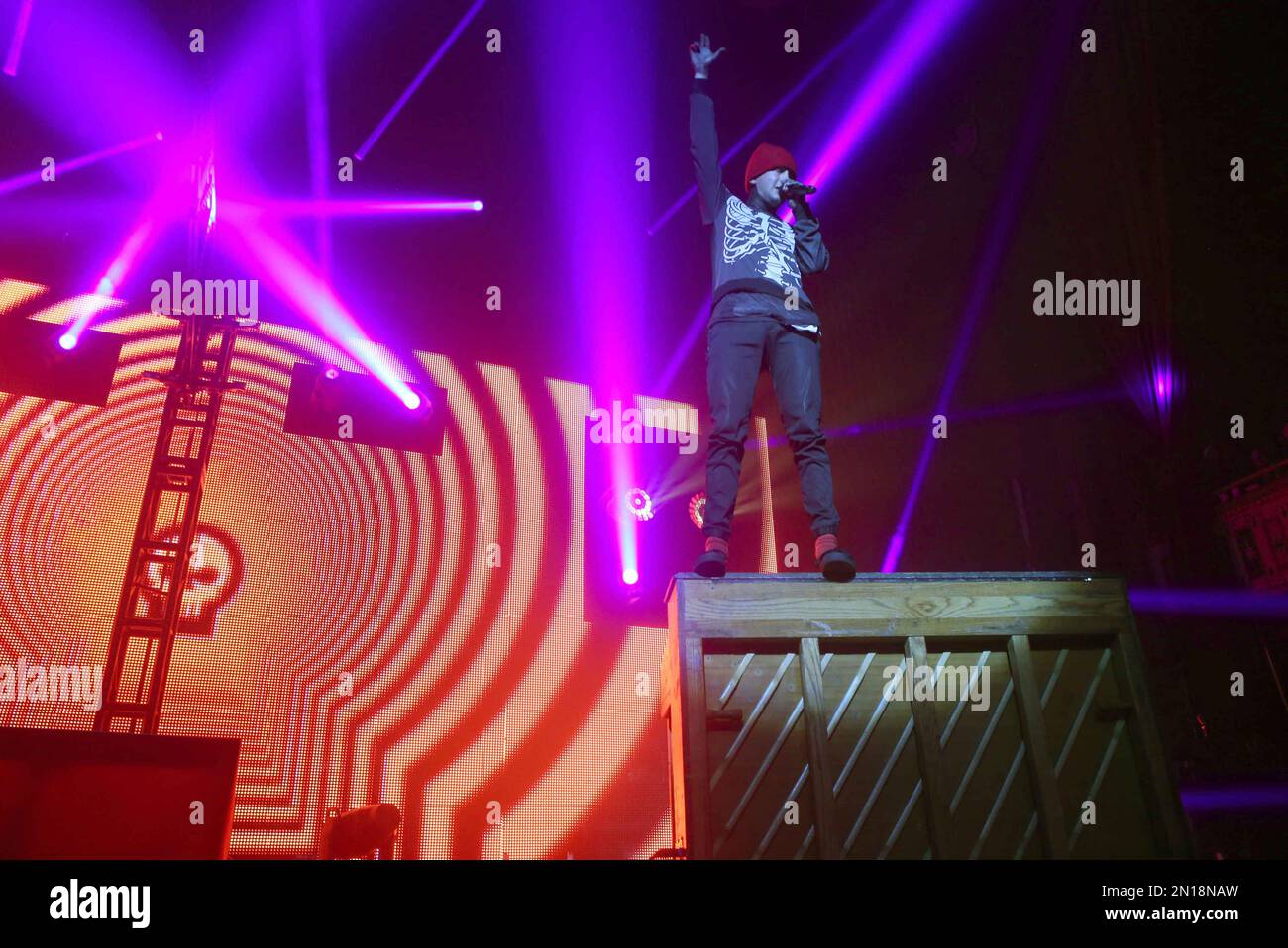 Tyler Joseph with Twenty One Pilots performs during the Blurryface Tour ...