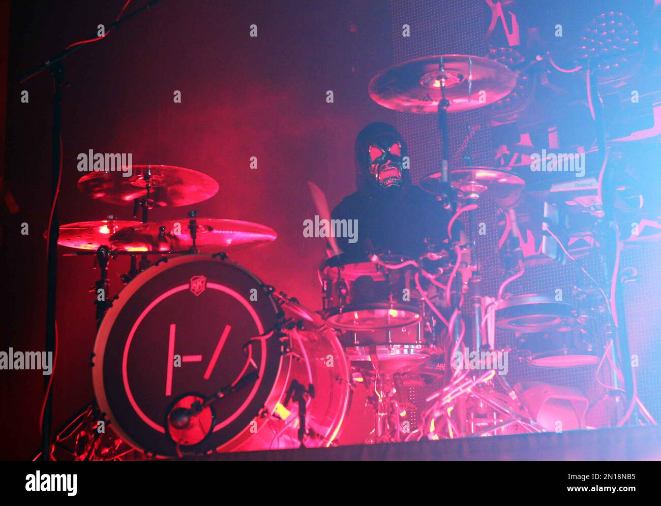 Josh Dun with Twenty One Pilots performs during the Blurryface Tour ...