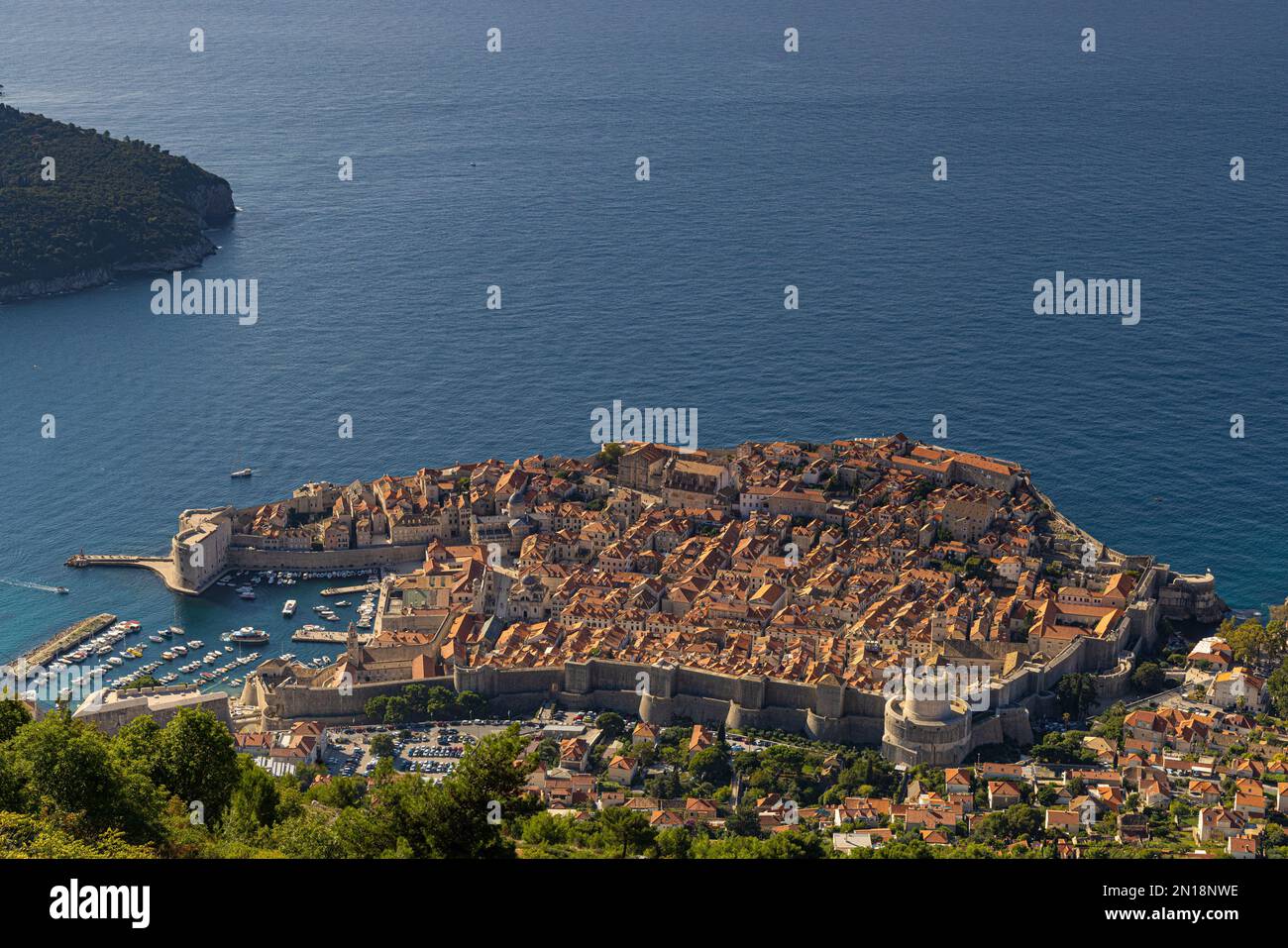 Croatia, Dubrovnik old town as seen from Dubrava observation point ...