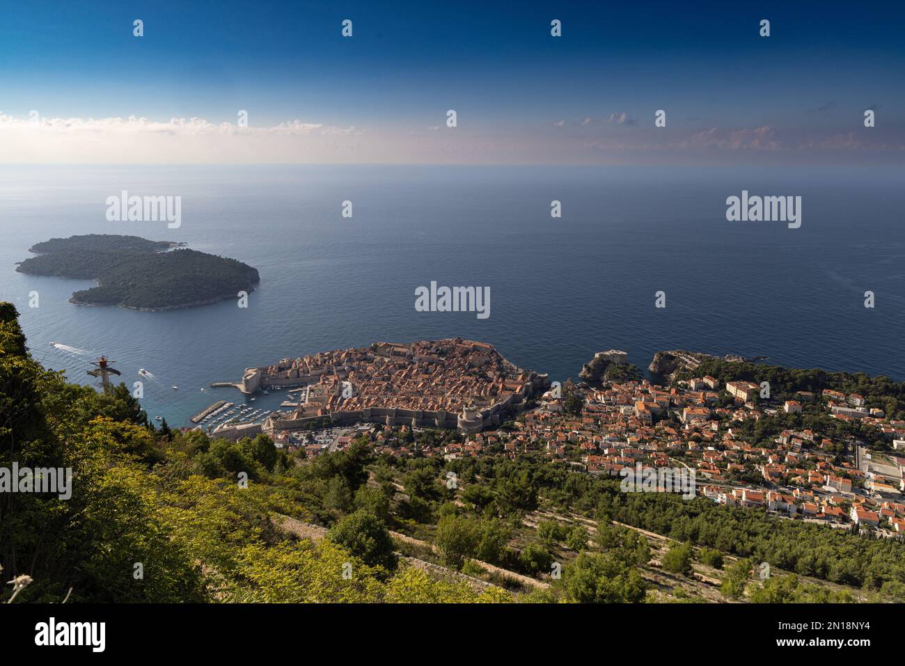 Croatia, Dubrovnik old town as seen from Dubrava observation point ...