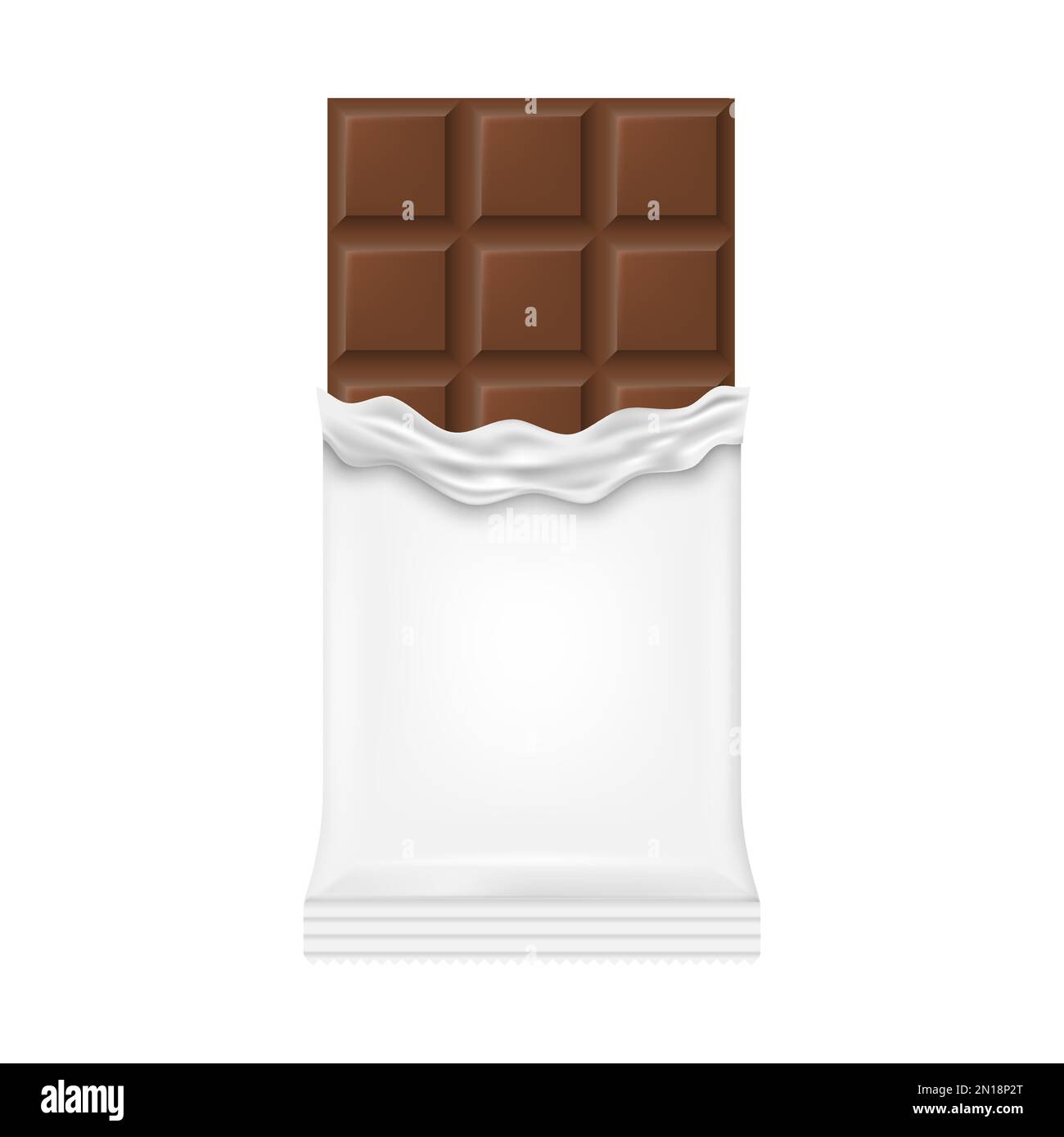 Milk chocolate bar in a white wrapper. Vector illustration. Eps 10 ...