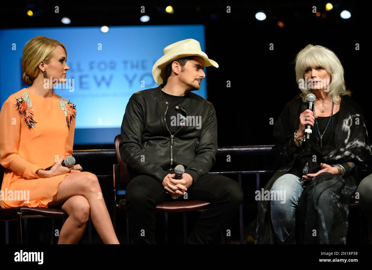 Country musicians, from left, Carrie Underwood, Brad Paisley and ...