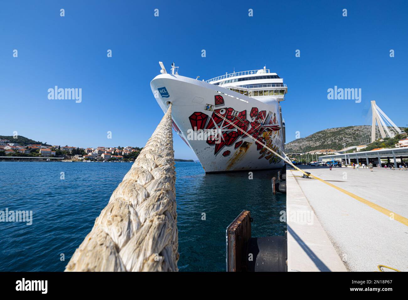 The Norwegian Gem Cruise ship anchored at Dubrovnik, Croatia harbour ...