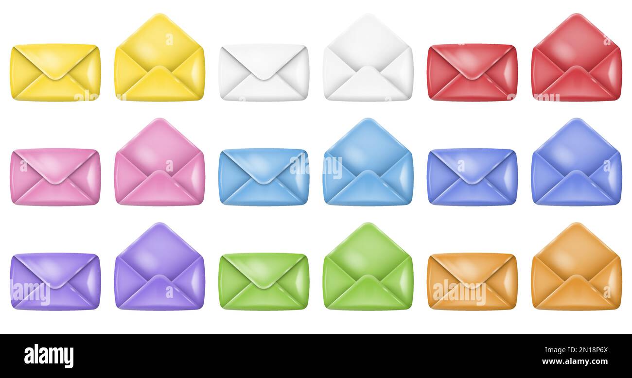 3d mail envelope icon set. Vector illustration. Eps 10 Stock Vector ...