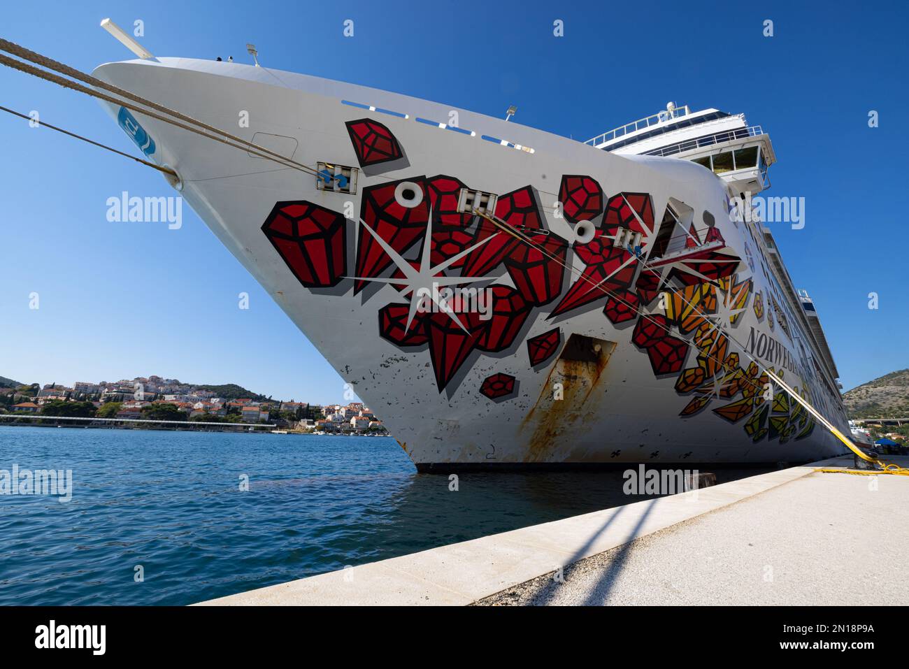 The Norwegian Gem Cruise ship anchored at Dubrovnik, Croatia harbour ...