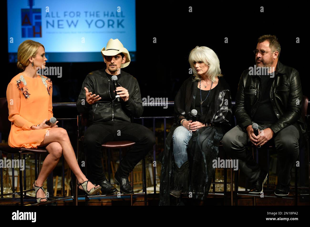 Country musicians, from left, Carrie Underwood, Brad Paisley, Emmylou ...