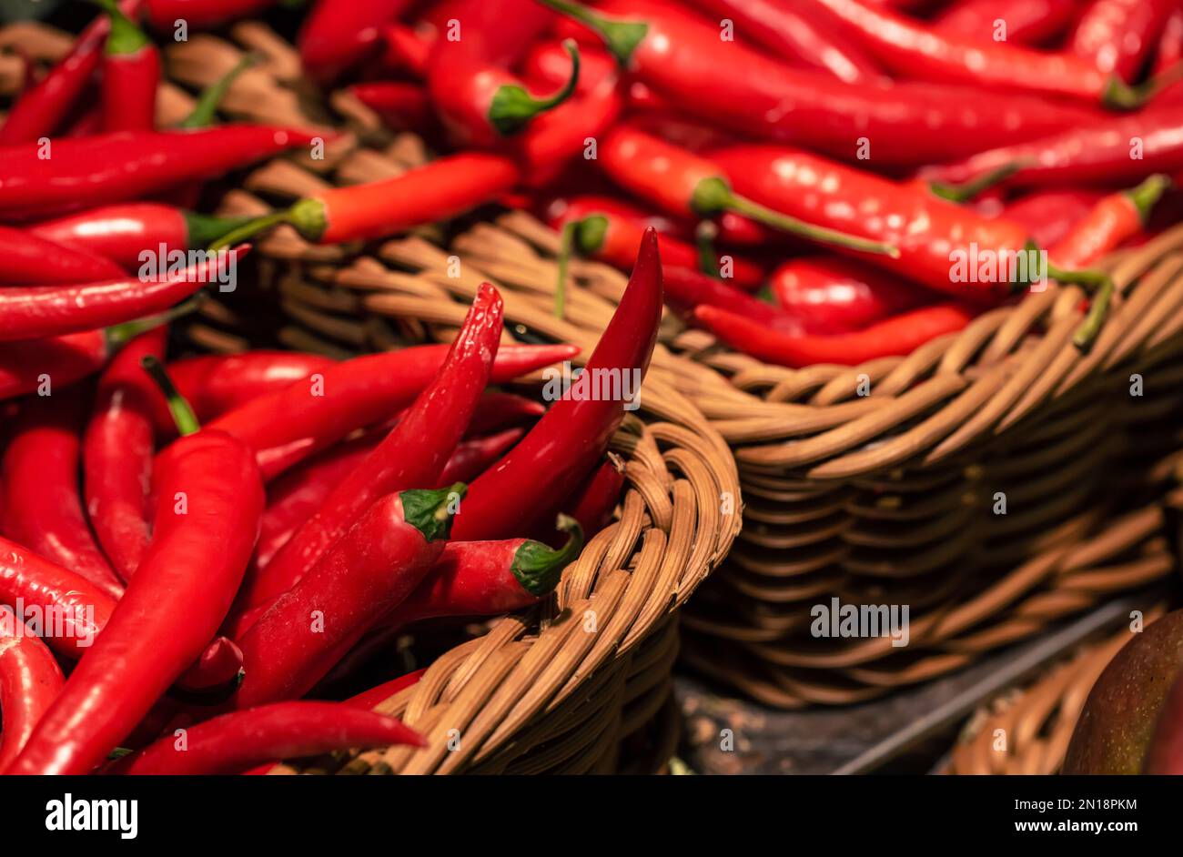 Basket full green capsicum hi-res stock photography and images - Alamy