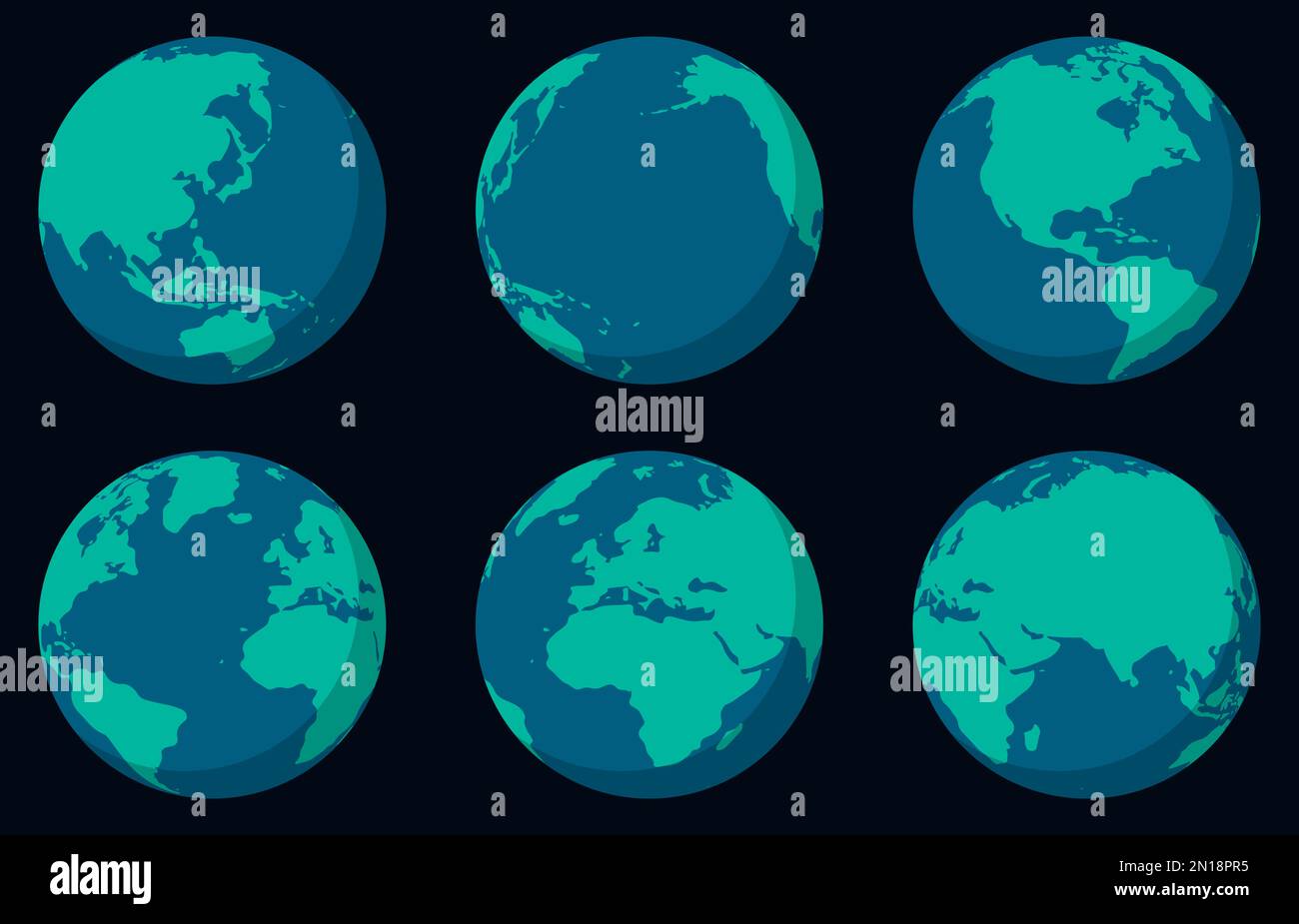 Set of globes of Earth. World map in globe shape. Vector illustration ...