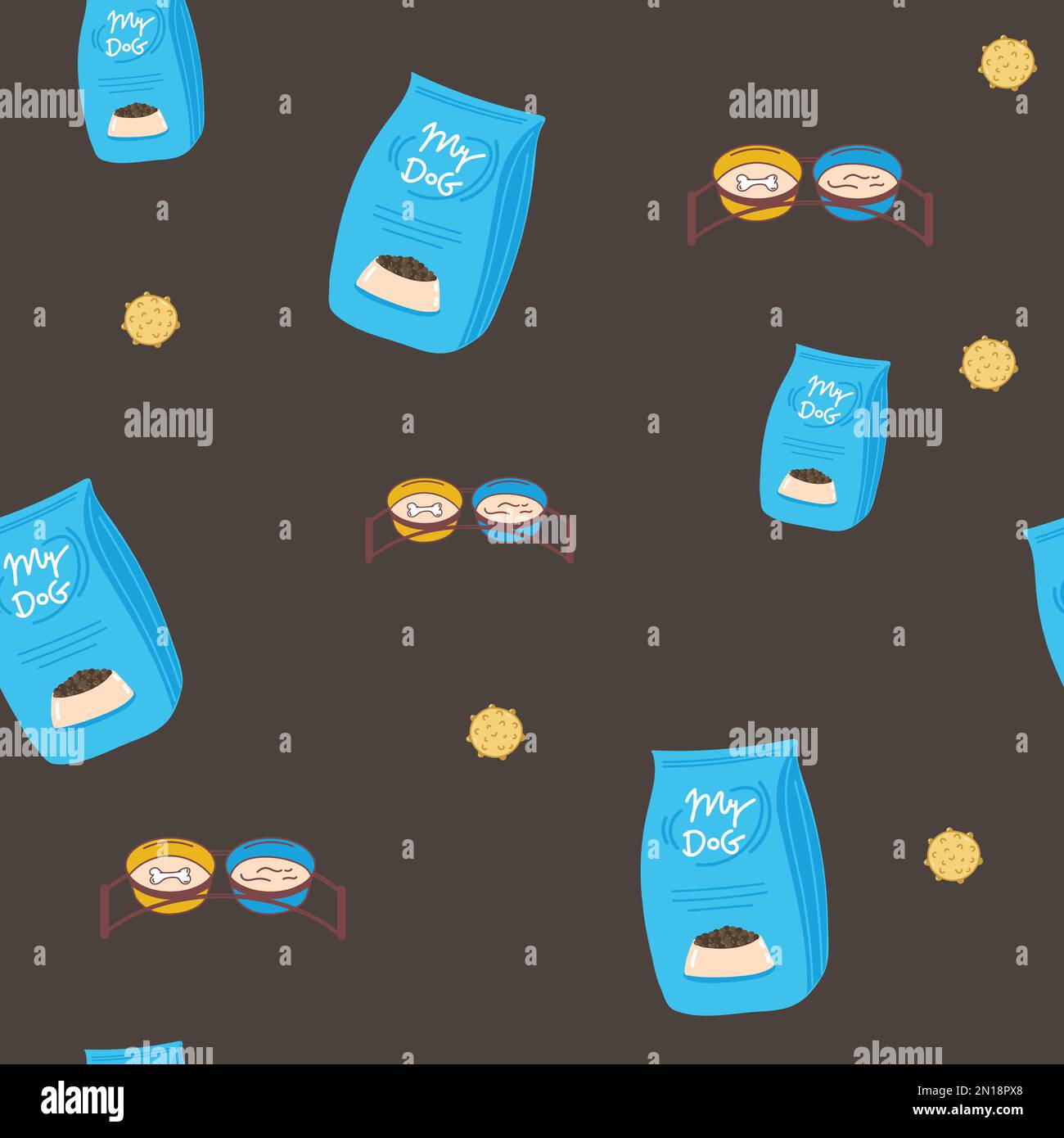 Seamless pattern with hand drawn dogs items. Animals pattern. Dogs ...