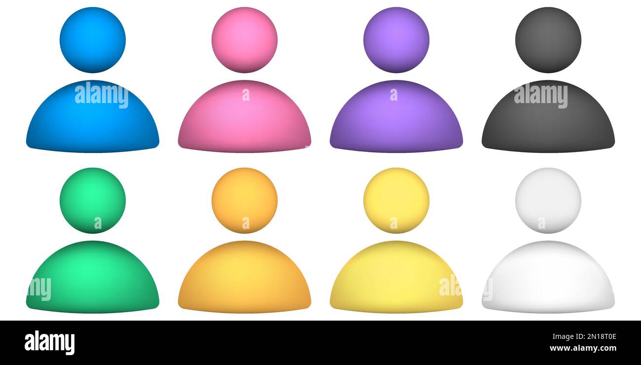 Set of multicolored human personal symbols. 3d realistic icon set ...