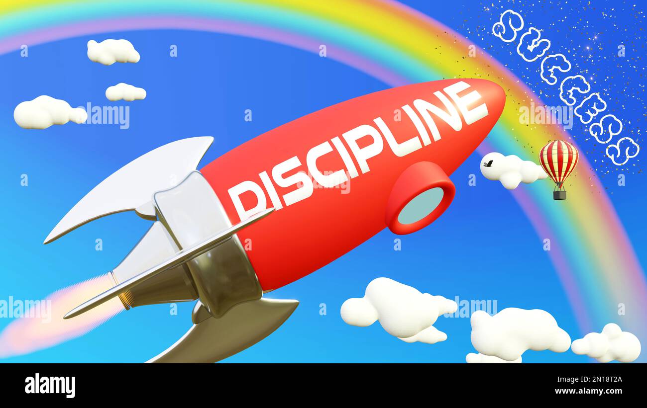 Discipline lead to achieving success in business and life. Cartoon ...