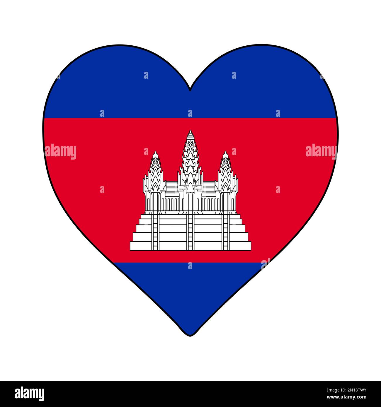 Cambodia Heart Shape Flag. Love Cambodia. Visit Cambodia. ASEAN. Asia. Vector Illustration ...