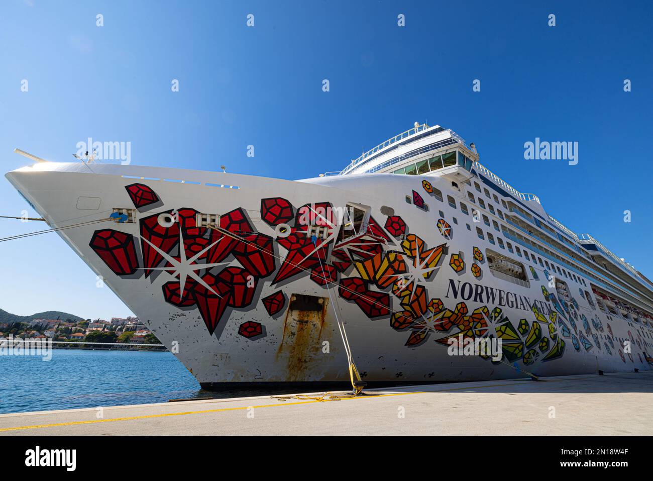 The Norwegian Gem Cruise ship anchored at Dubrovnik, Croatia harbour ...