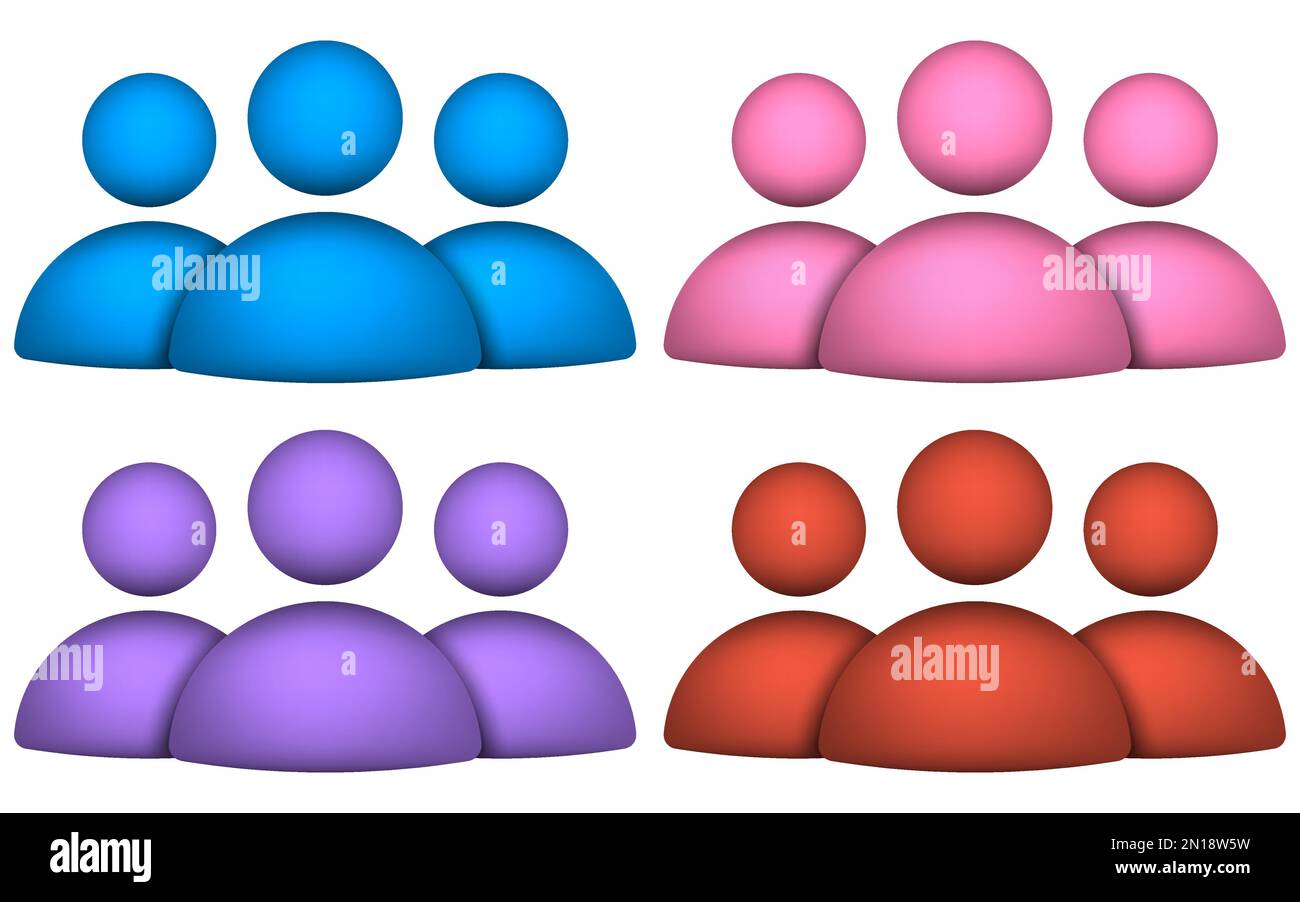 Set of multicolored human personal symbols. 3d realistic icon set ...