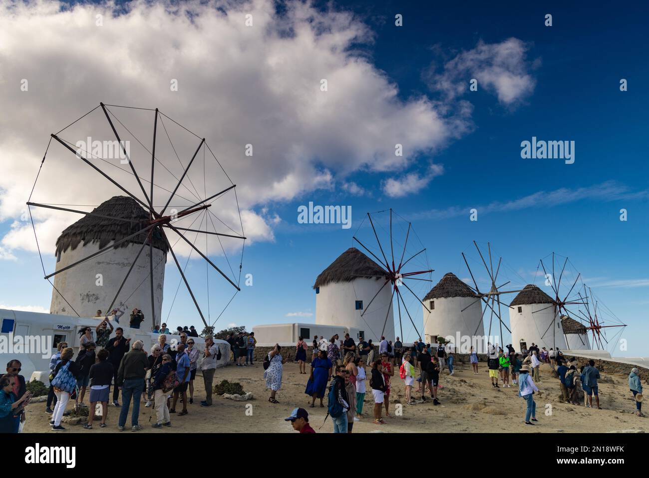 Traditional Greek windmills, Mykonos, Greece Stock Photo - Alamy
