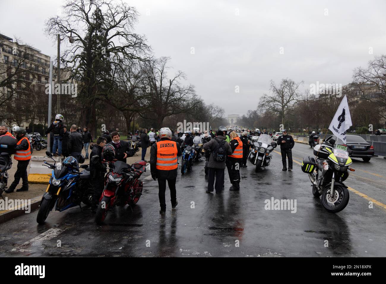 Paris, France. 4th Feb, 2023. Demonstration of bikers against technical ...