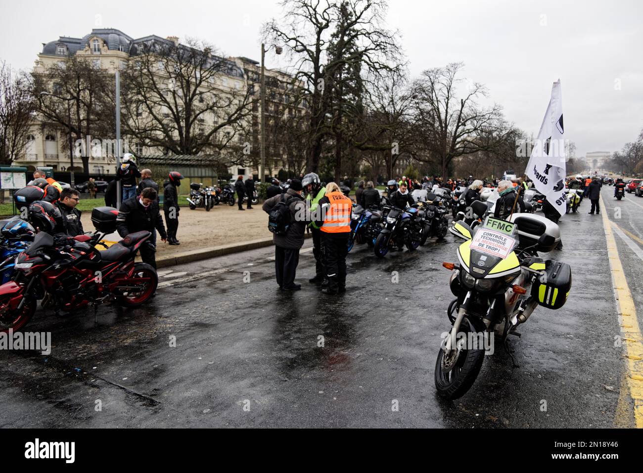 Paris, France. 4th Feb, 2023. Demonstration of bikers against technical ...