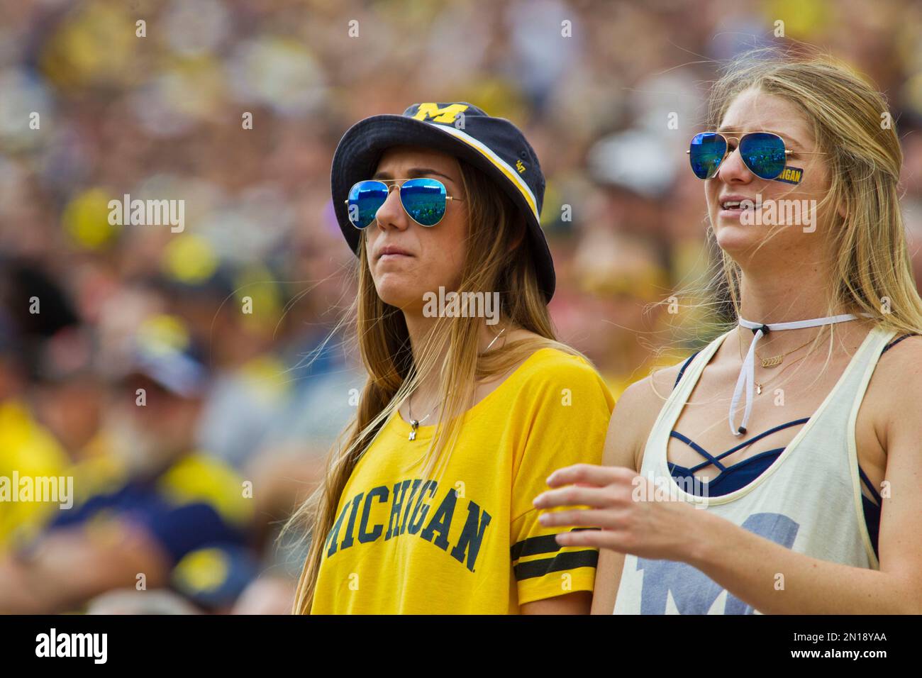 Fans in the Michigan Stadium student section in the second quarter of ...