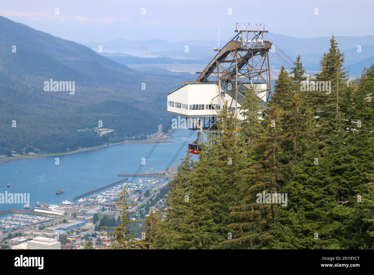 Elevated view of Ketchikan, Alaska, USA from Tongass national forest ...