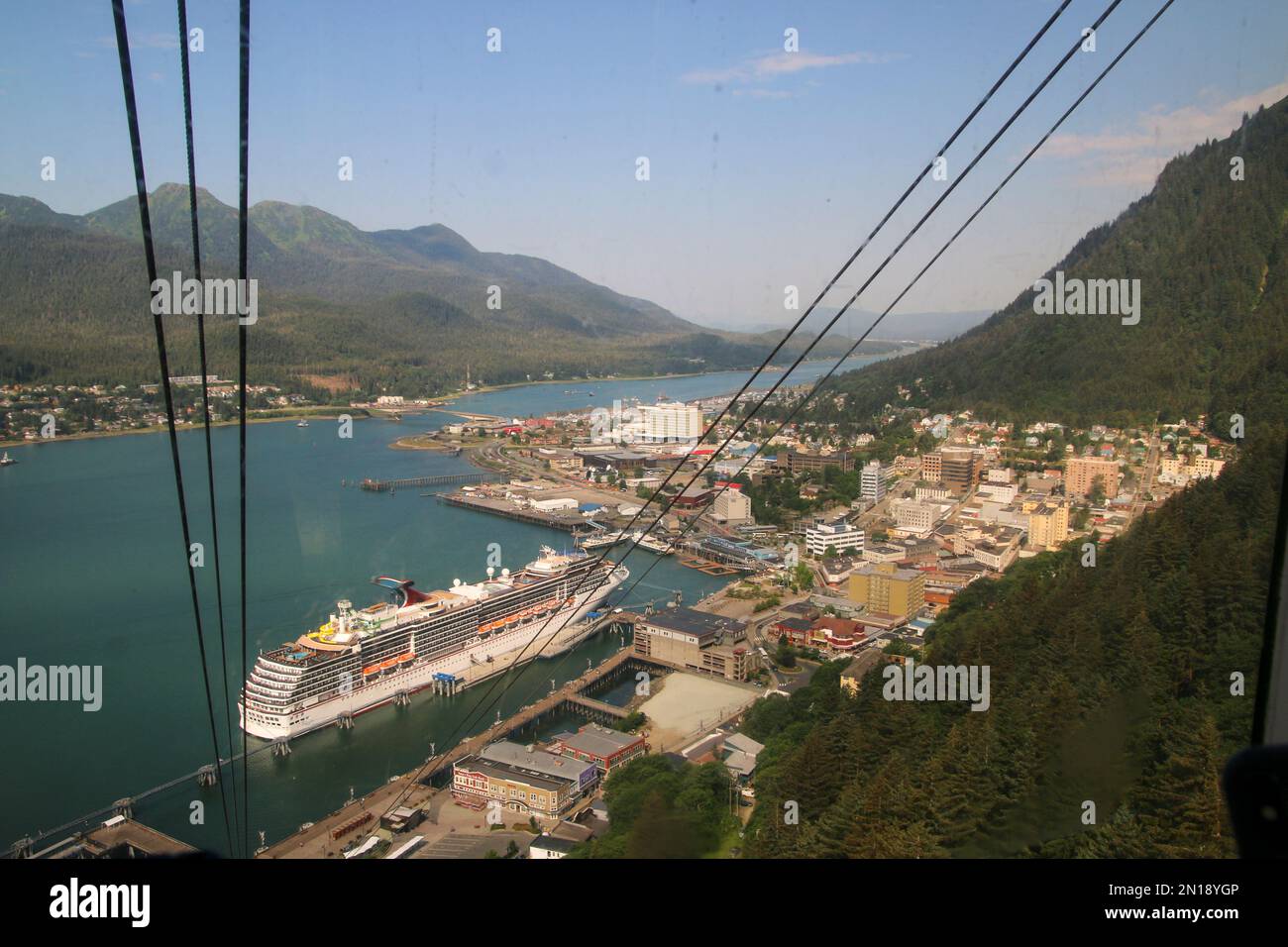 Elevated view of Ketchikan, Alaska, USA from Tongass national forest ...