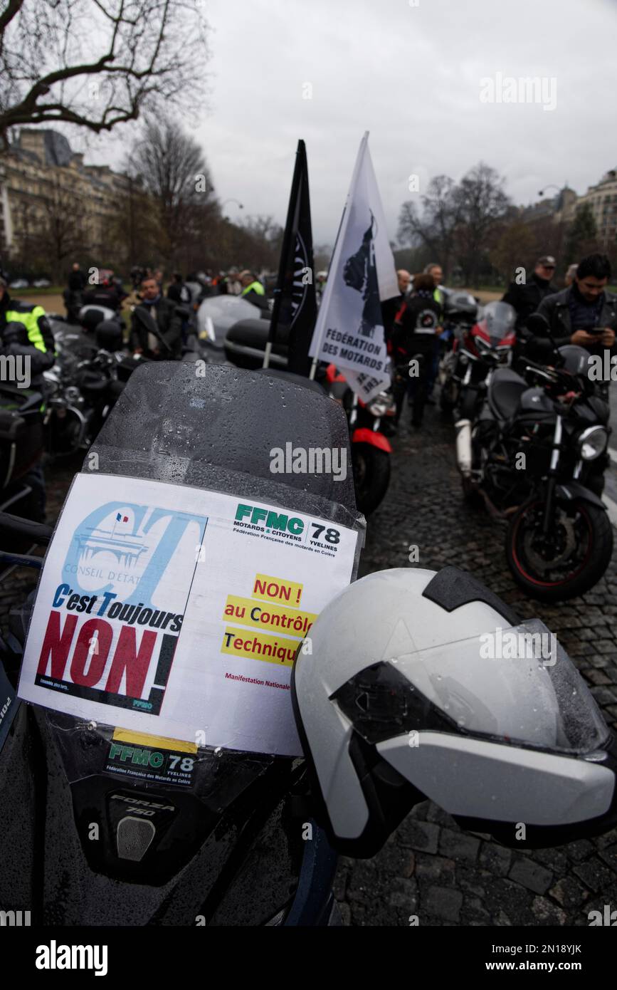 Paris, France. 4th Feb, 2023. Demonstration of bikers against technical ...