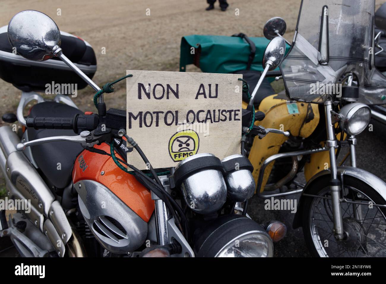 Paris, France. 4th Feb, 2023. Demonstration of bikers against technical ...