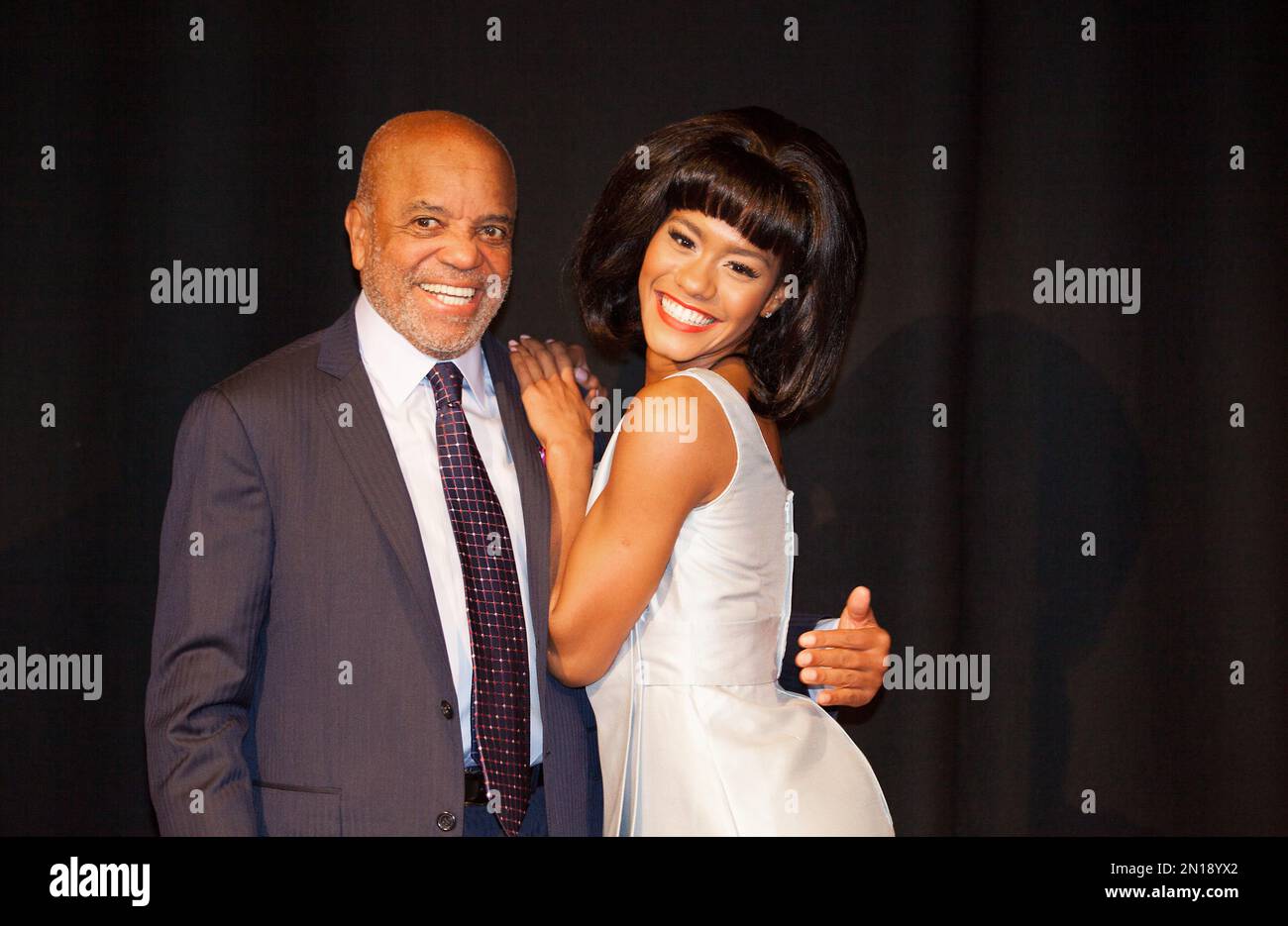 Motown Records founder Berry Gordy, left, poses with cast member Lucy ...