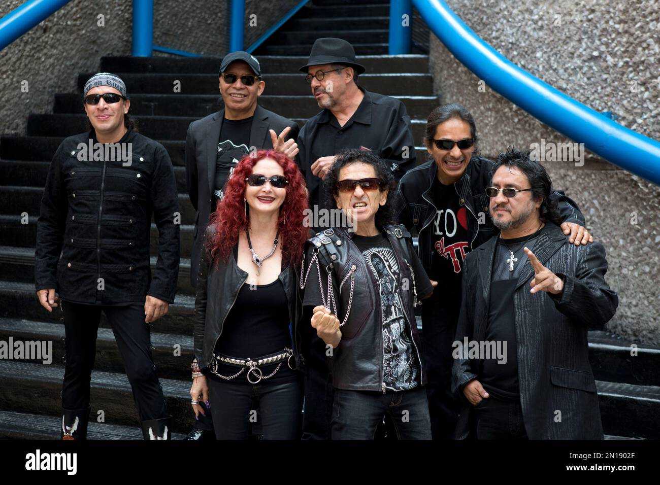 Members of Mexican rock band El Tri pose for photographers during a ...