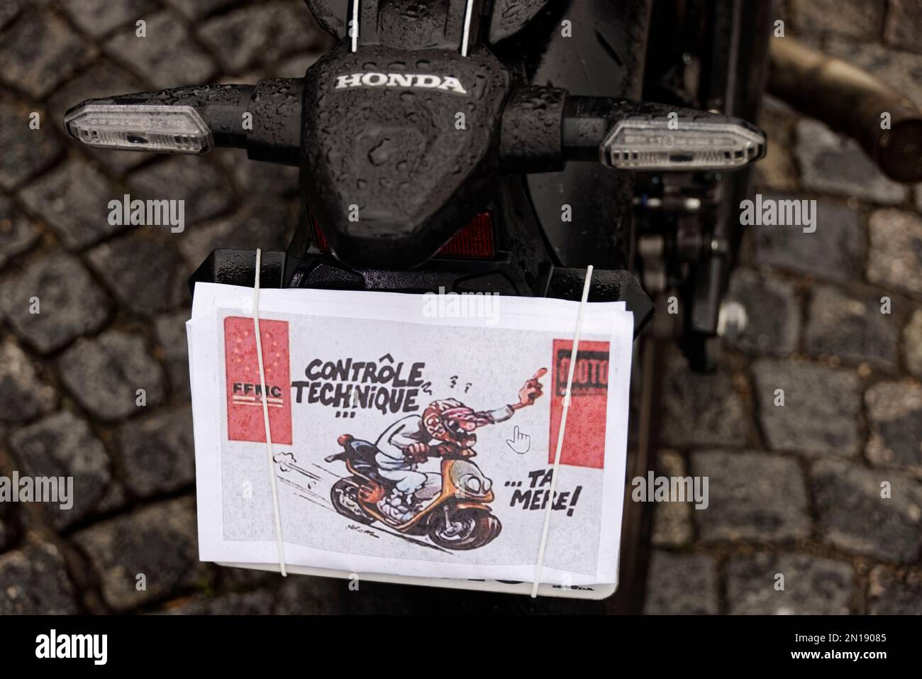 Paris, France. 4th Feb, 2023. Demonstration of bikers against technical ...