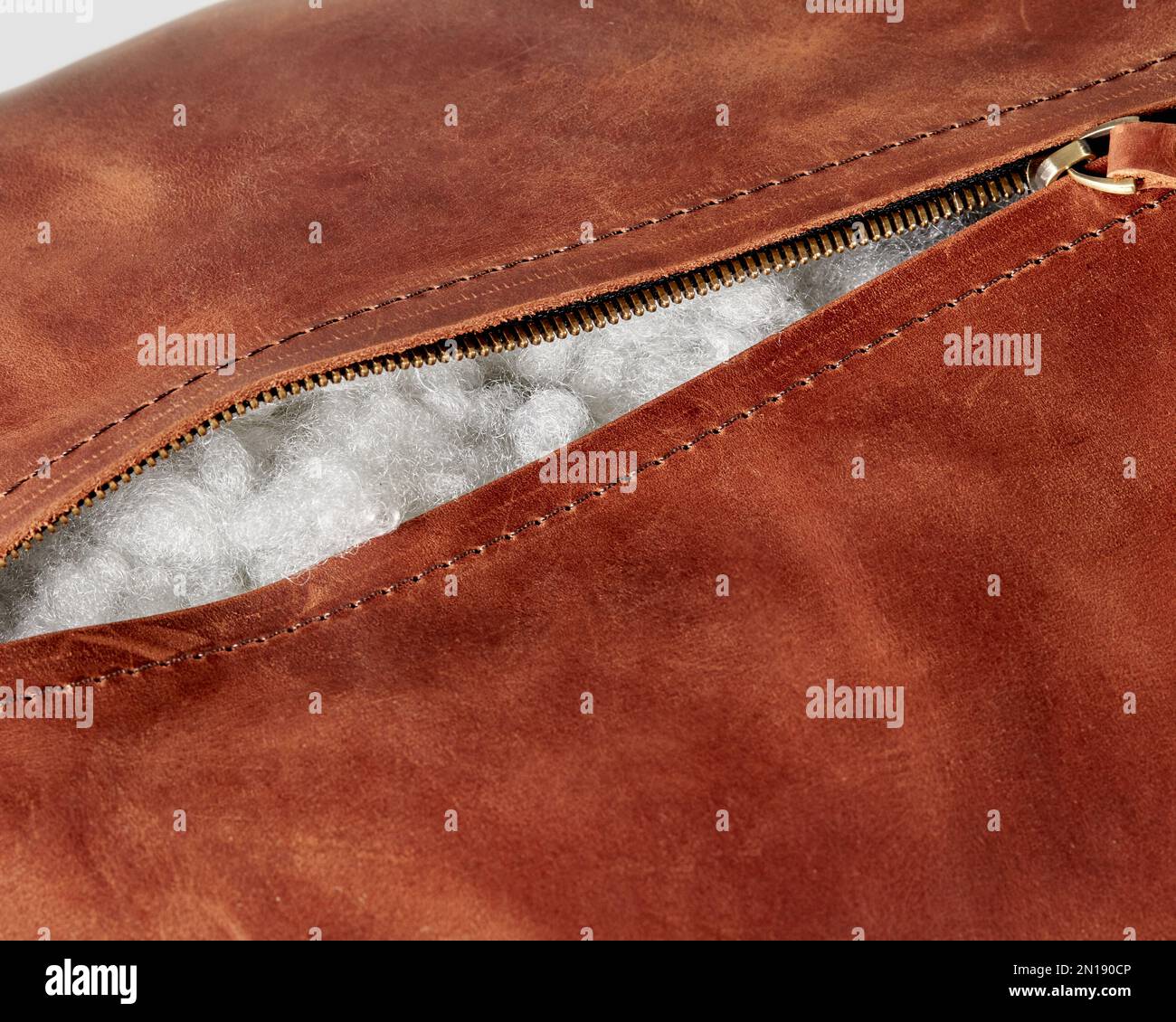 Copper-coloured genuine leather seat cushion with holofiber filling ...