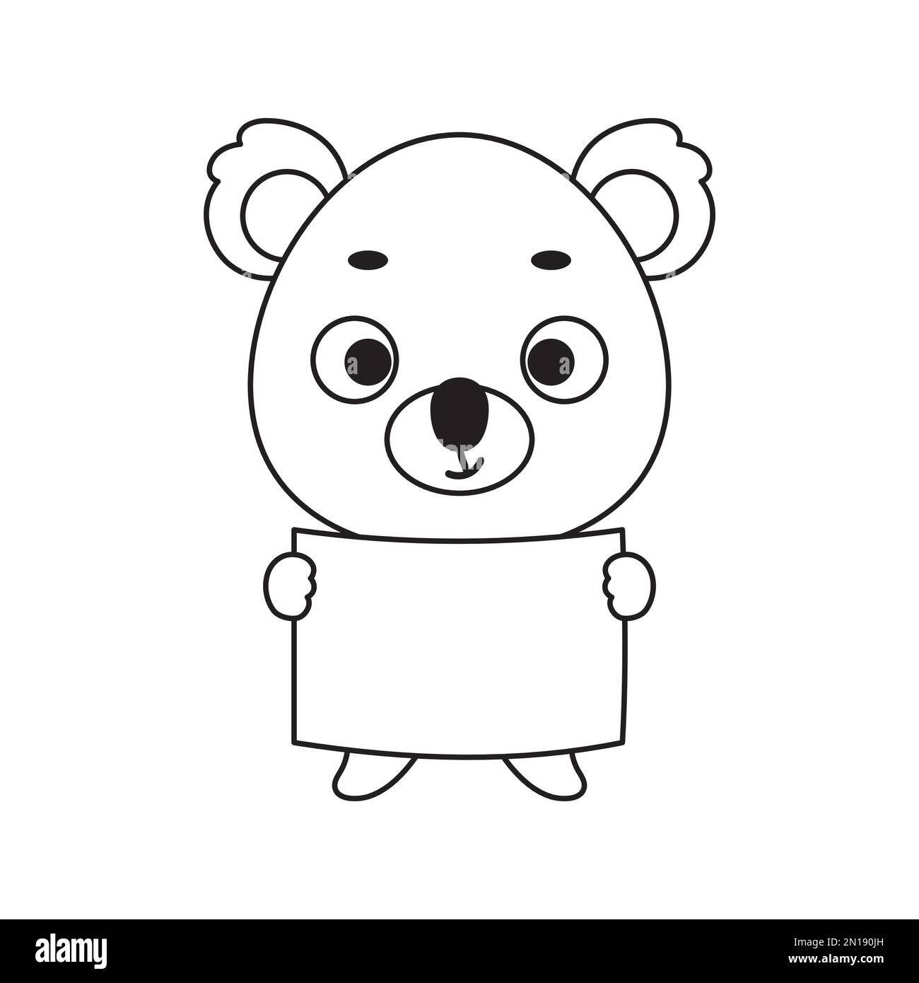 Coloring page cute little koala holds paper sheet. Coloring book for ...