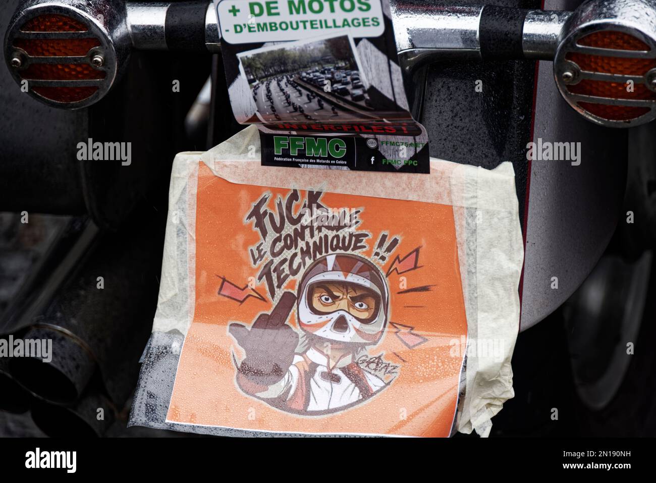 Paris, France. 4th Feb, 2023. Demonstration of bikers against technical ...