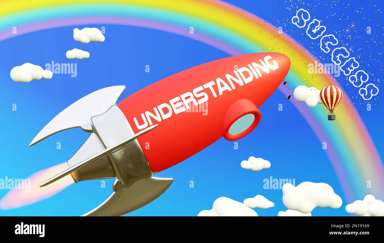 Understanding lead to achieving success in business and life. Cartoon ...