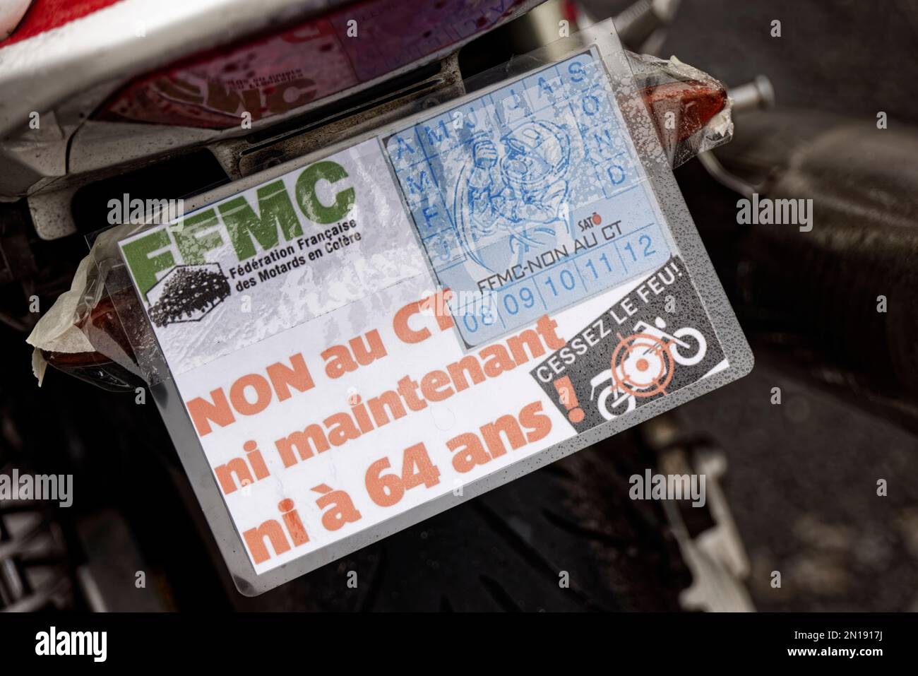 Paris, France. 4th Feb, 2023. Demonstration of bikers against technical ...