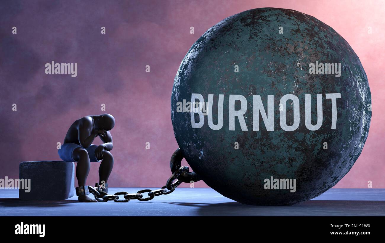 Burnout that limits life and make suffer, imprisoning in painful ...