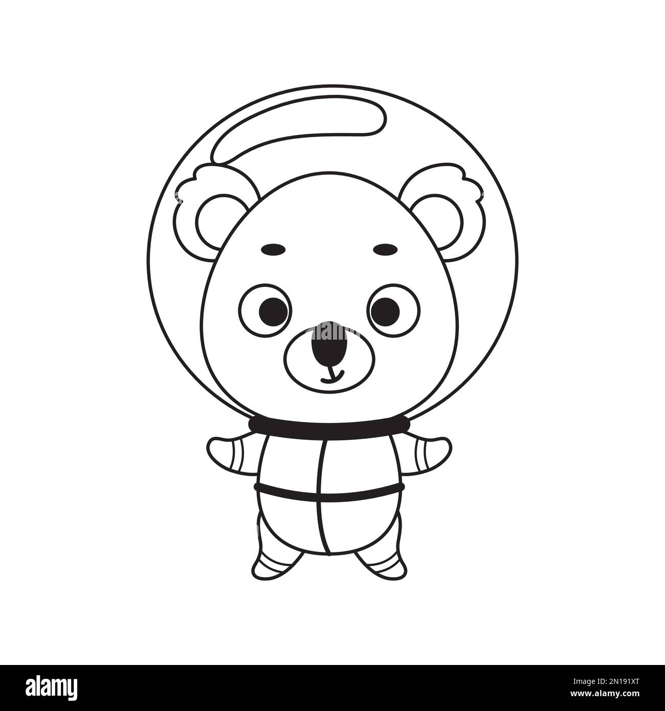 Coloring page cute little spaceman koala. Coloring book for kids ...
