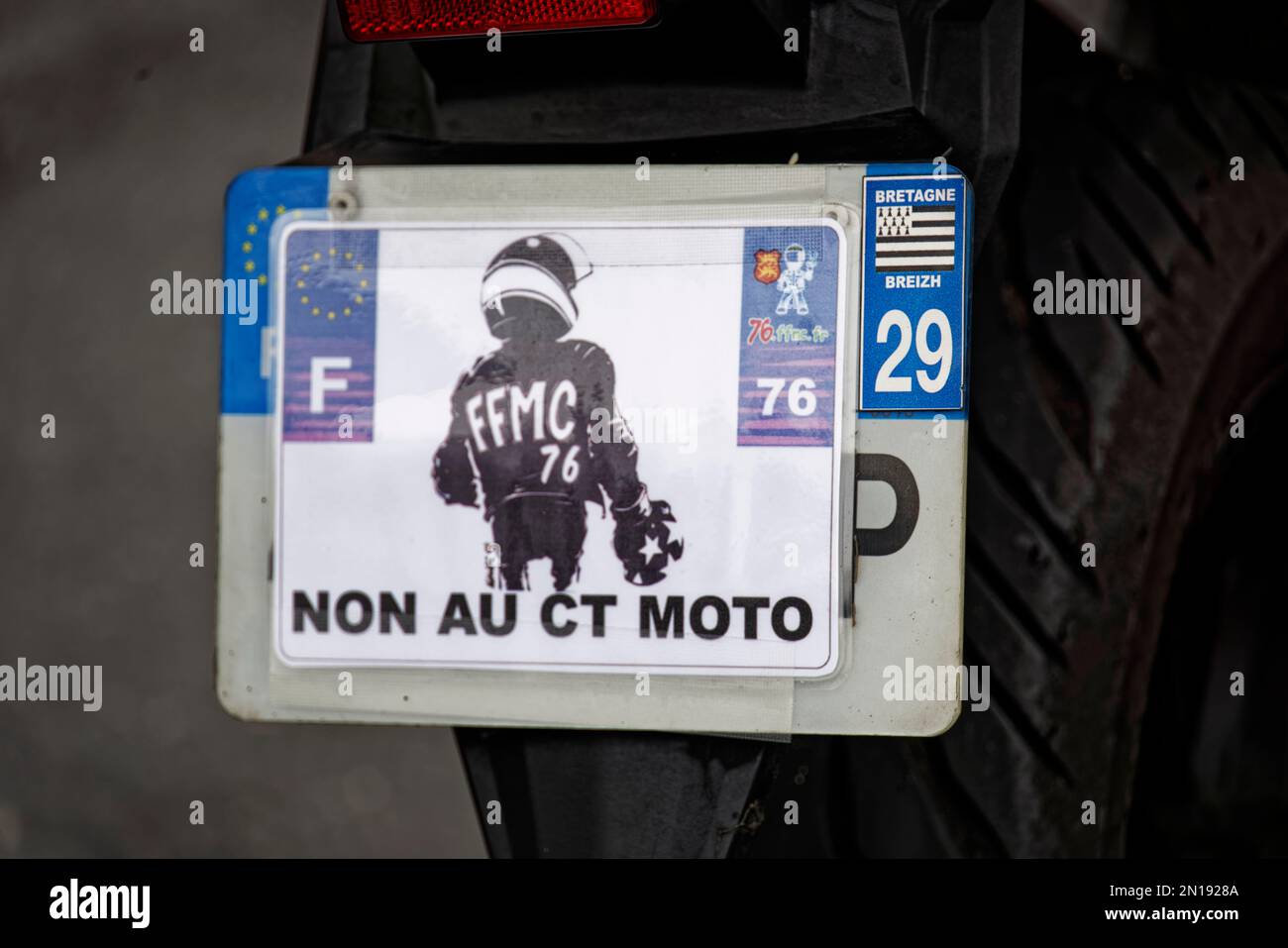 Paris, France. 4th Feb, 2023. Demonstration of bikers against technical ...