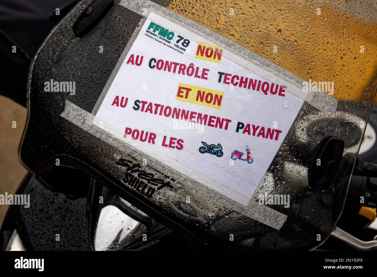 Paris, France. 4th Feb, 2023. Demonstration of bikers against technical ...