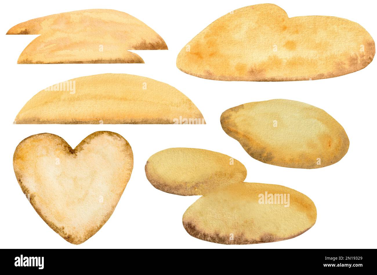 Watercolour illustrations of sand surfaces for creating compositions. A ...