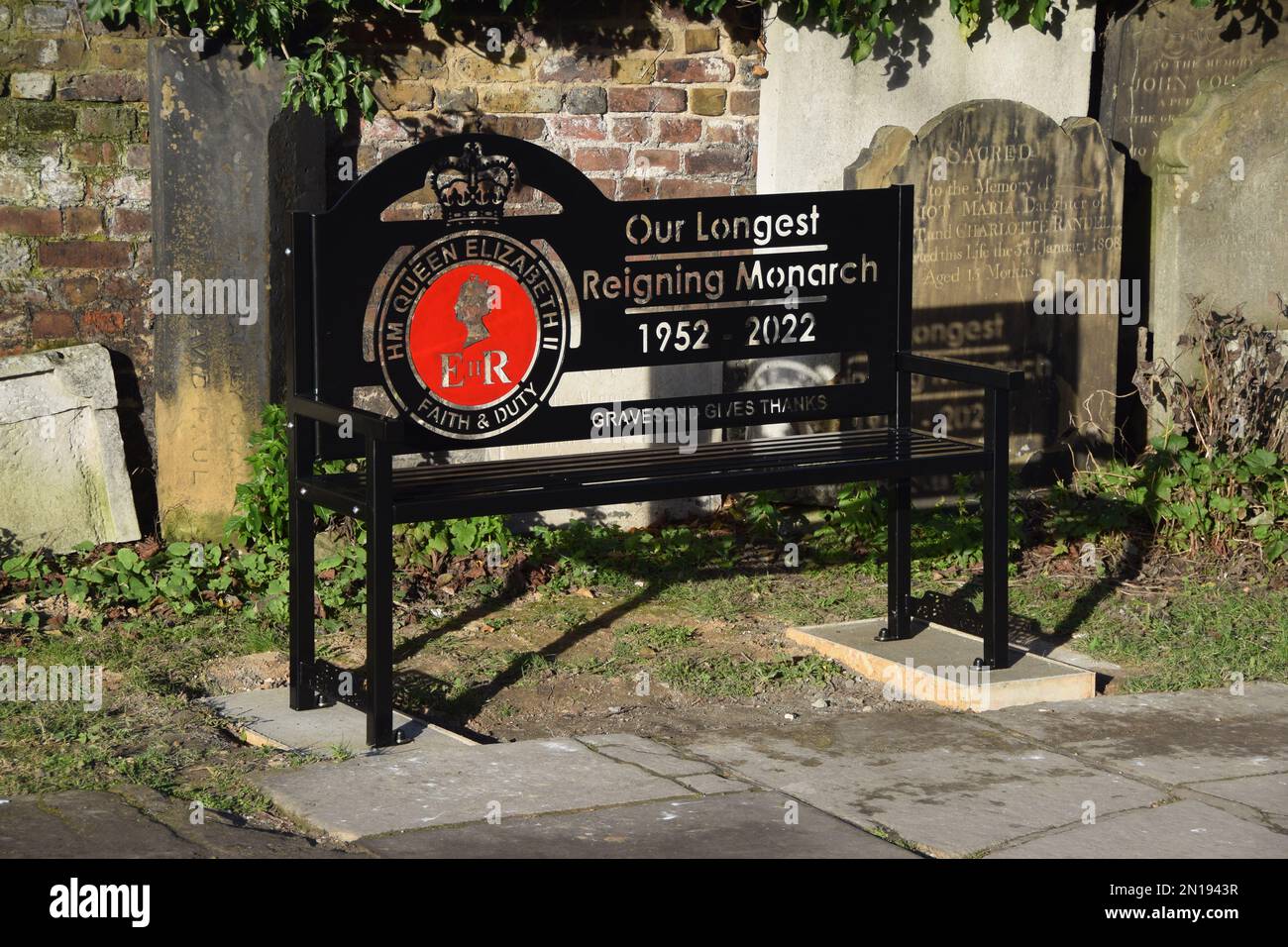 The winter sunshine projecting shadows from a newly placed ...