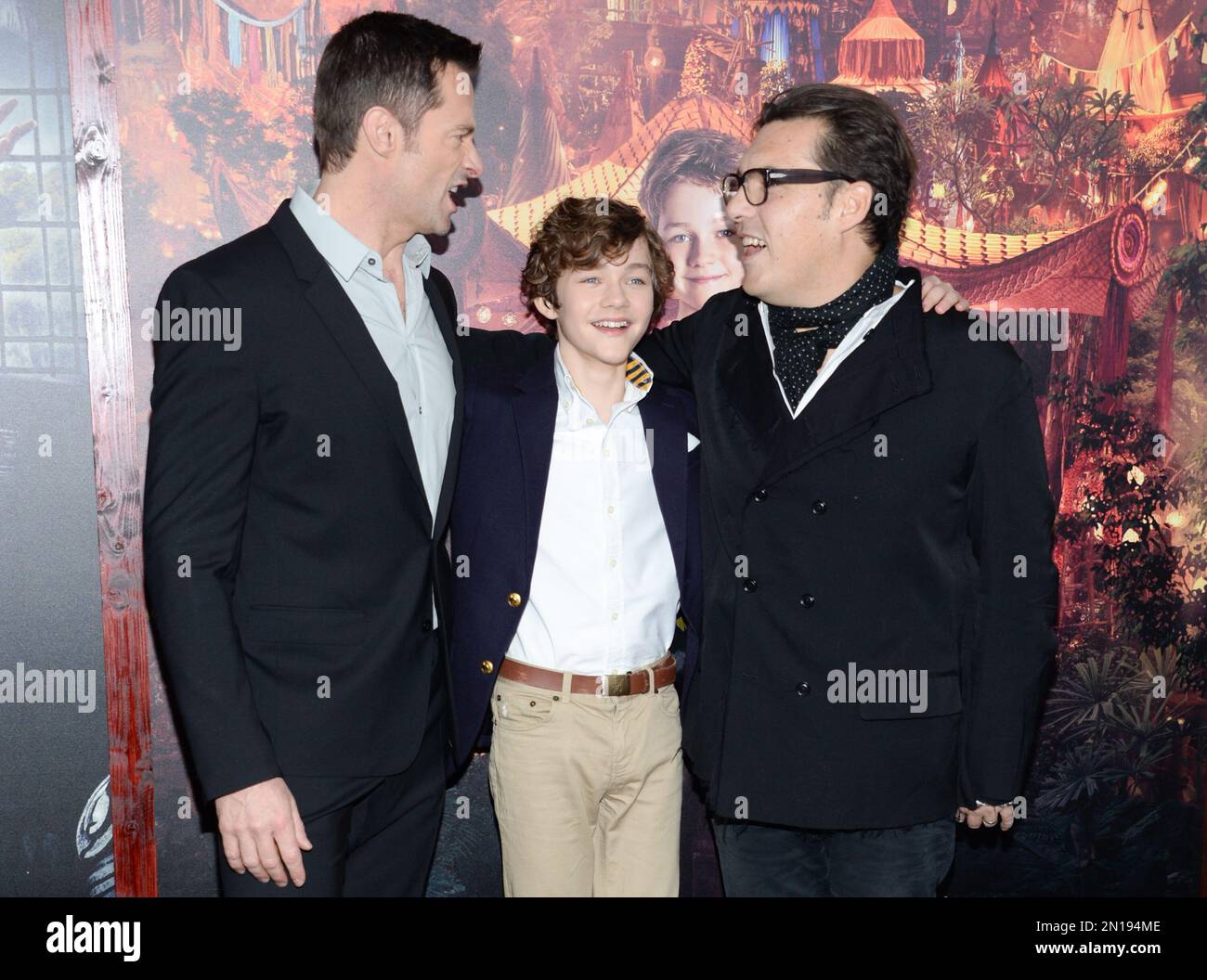 Actors Hugh Jackman, left, and Levi Miller pose with director Joe ...