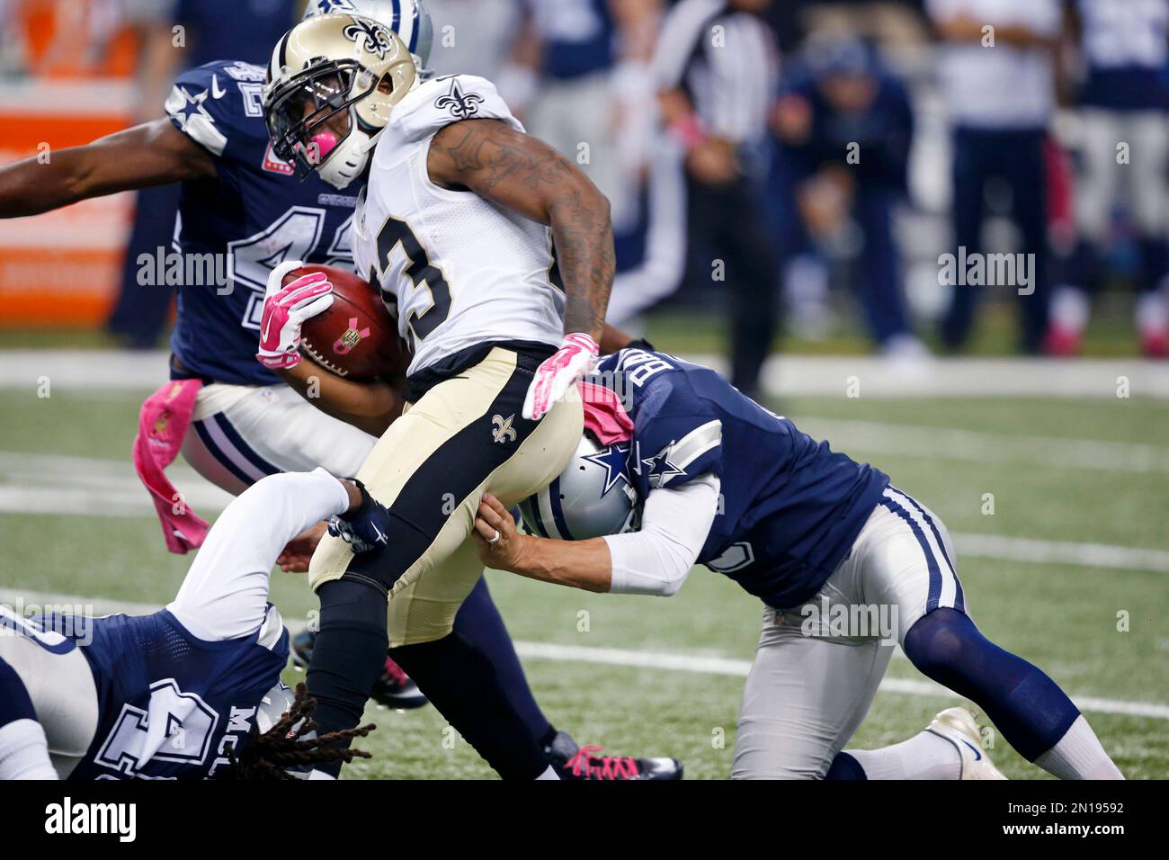 New Orleans Saints returner Corey White (23) carries the opening ...