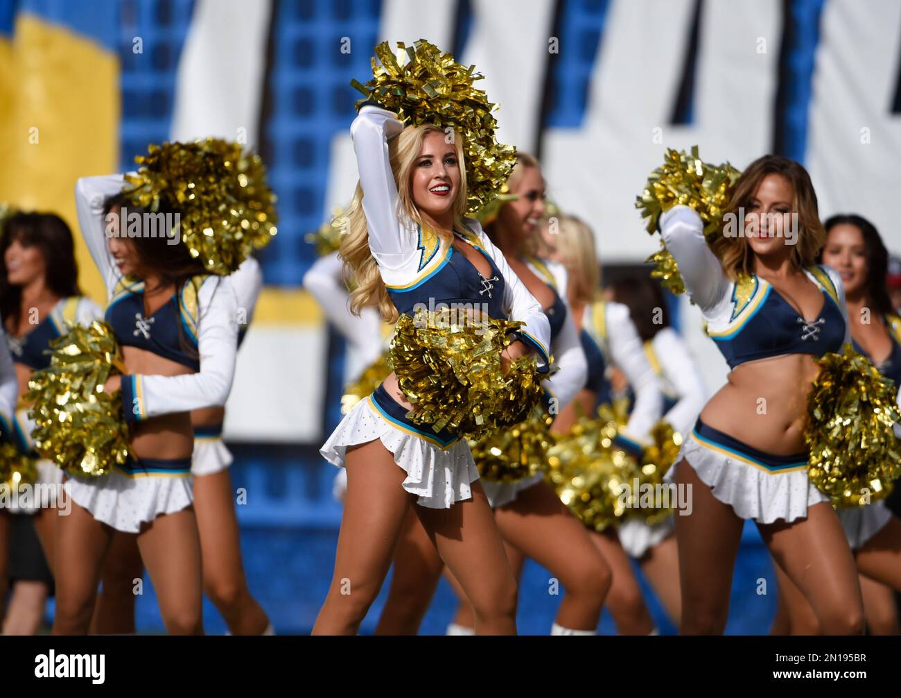 San Diego Chargers cheerleaders cheer during an NFL football game ...