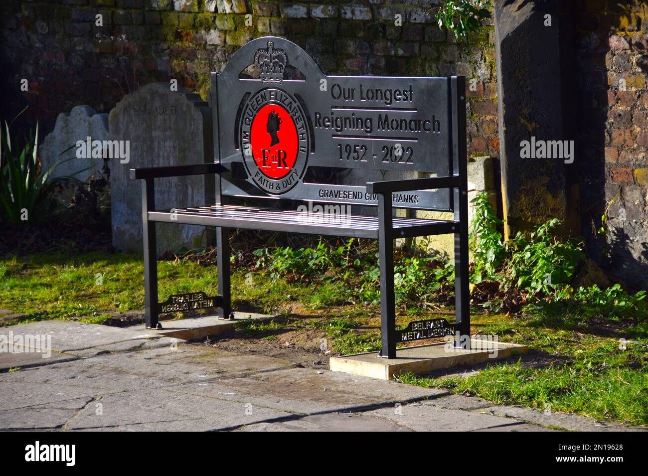 The winter sunshine projecting shadows from a newly placed ...