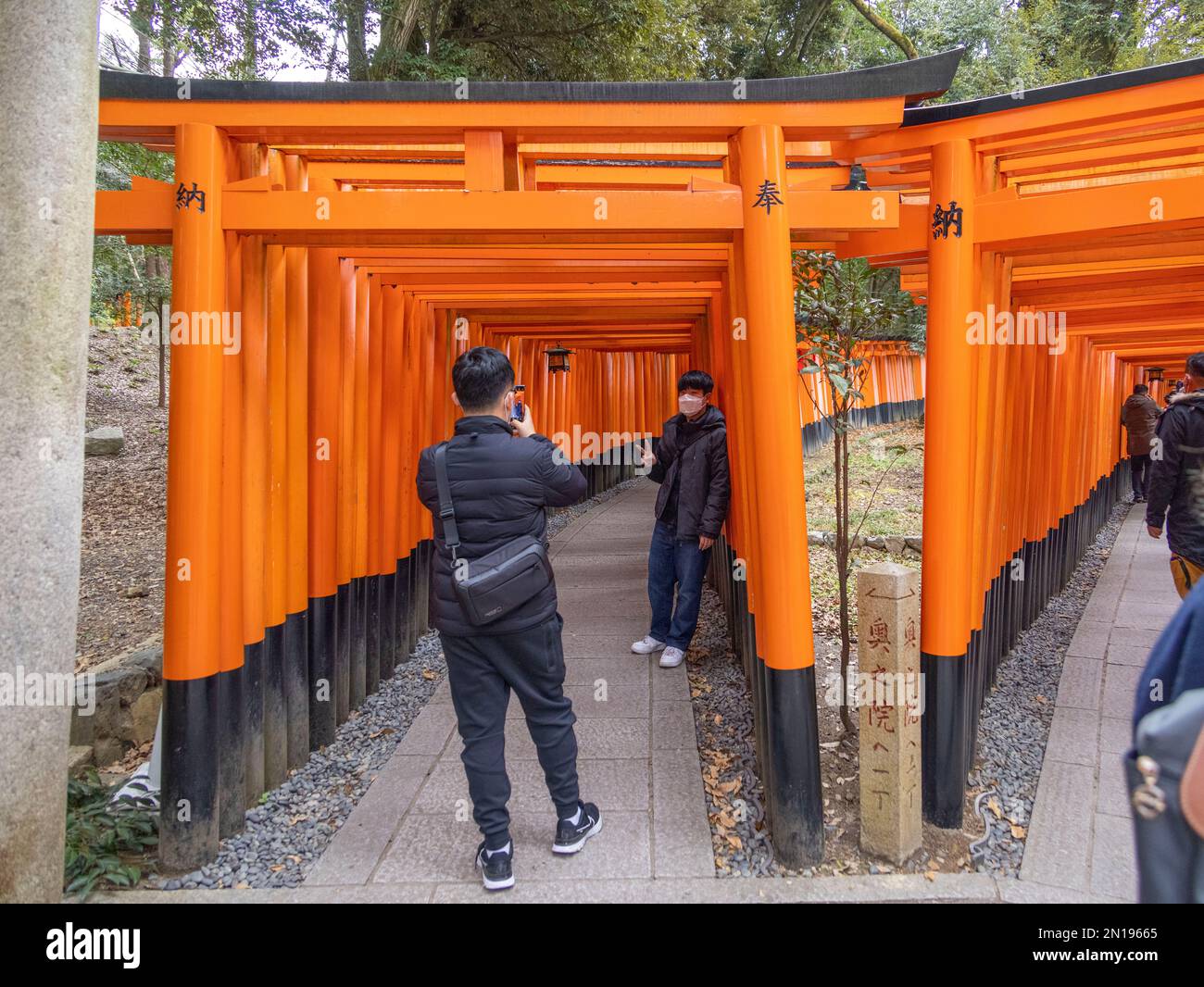 Buddhist temple in Kyoto with red pillars Stock Photo - Alamy