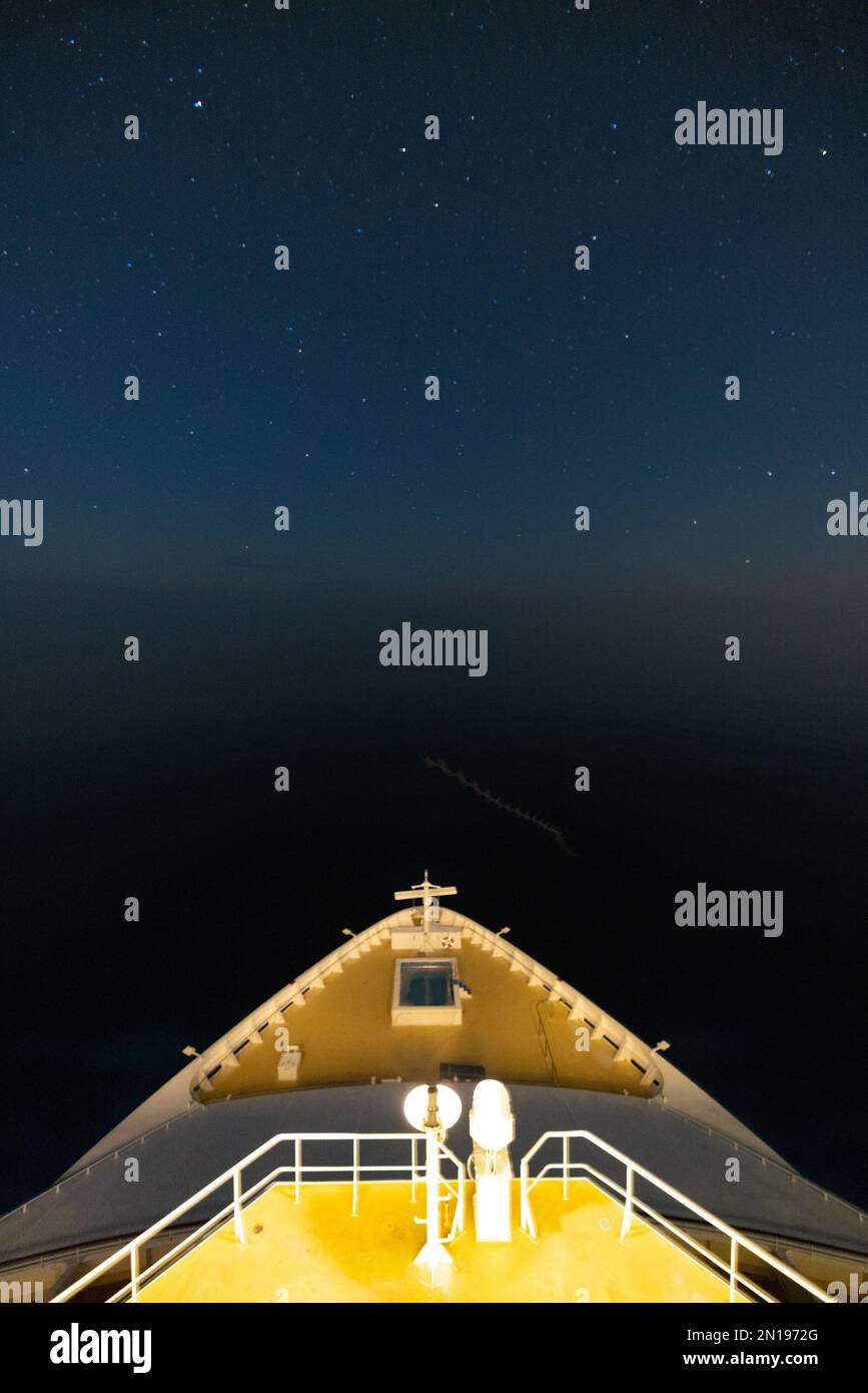 The bow of the Norwegian Gem Cruise ship at night Norwegian Gem is a ...