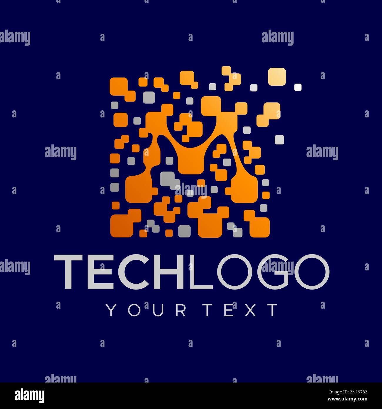 Digital M letter logo design. Modern pixel M logo graphic template ...