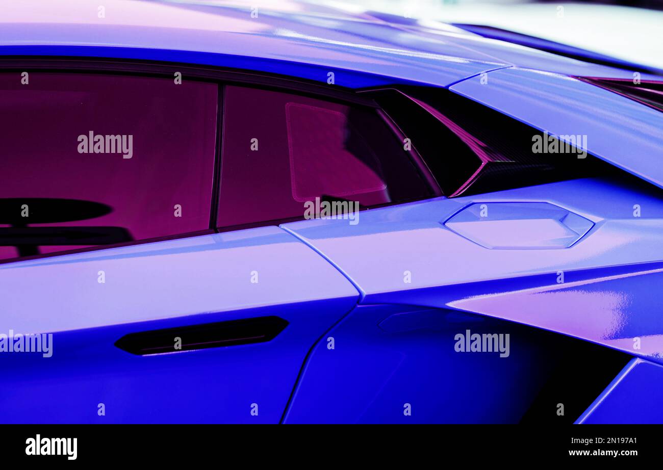 Super sports car, blue color with the latest sports car design Stock ...