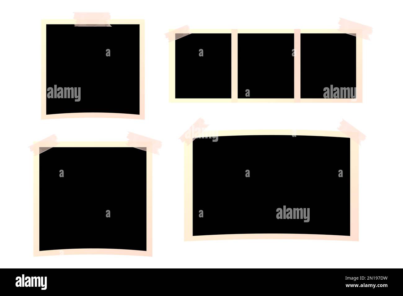 Set photo frame paper empty in cartoon style for memories, scrapbook or ...