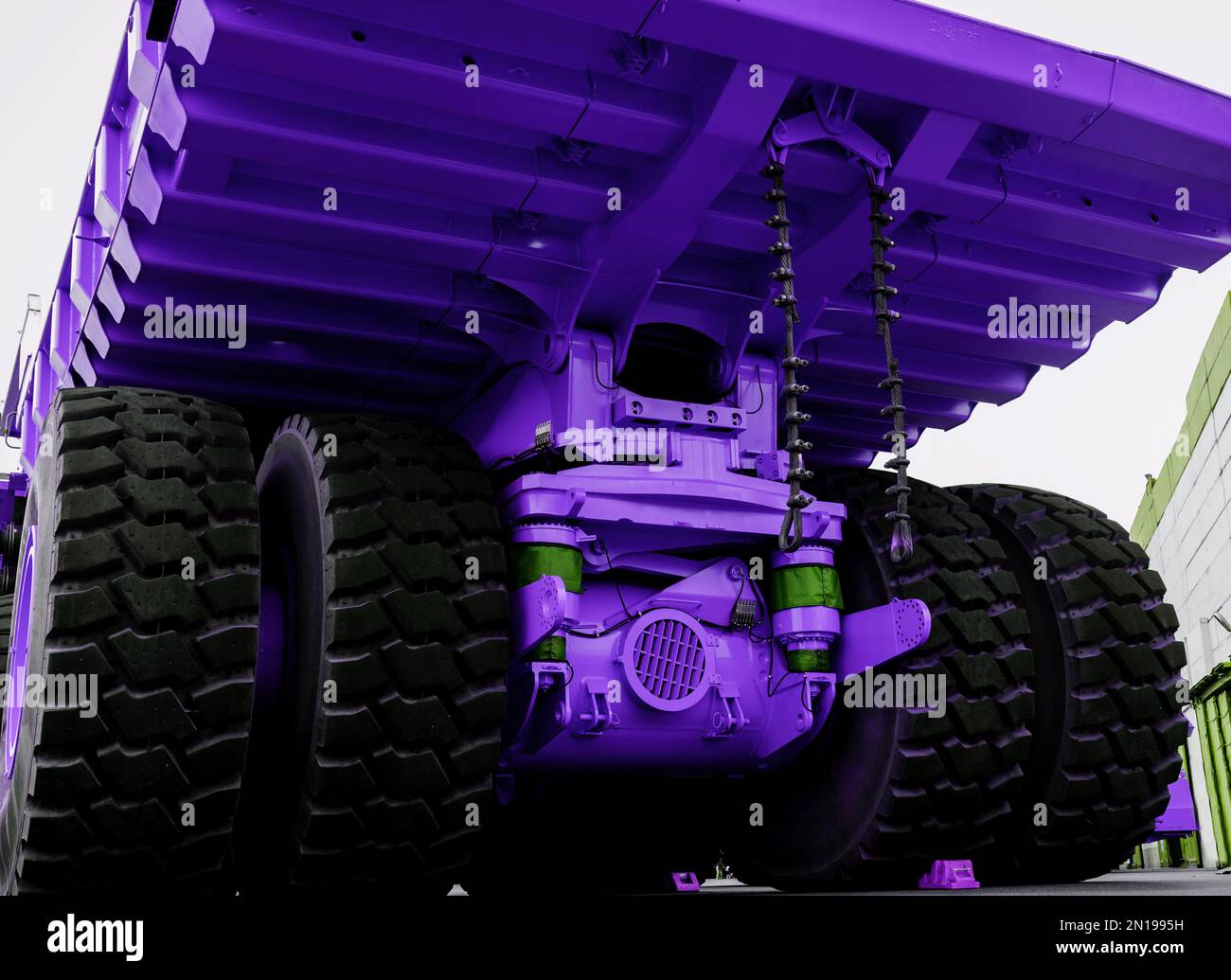 heavy cargo vehicles. blue dump truck with huge wheels for working in ...